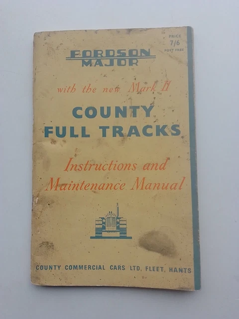 FORDSON MAJOR TRACTOR County Crawler Full Tracks Instructions Manual ...