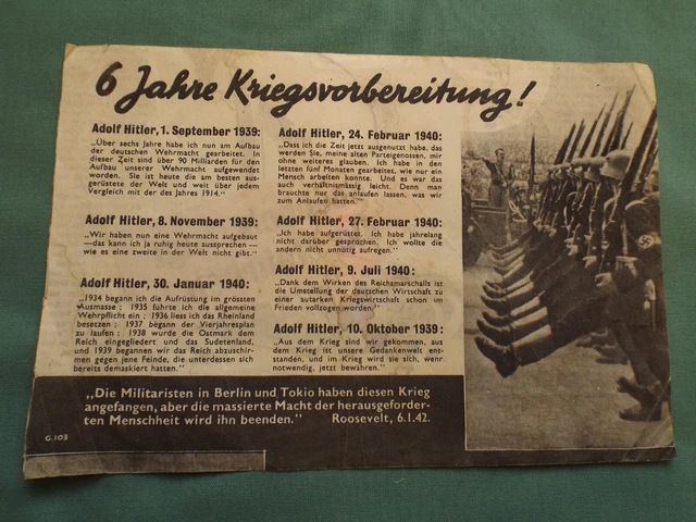 AN ORIGINAL WW2 Anti-Nazi Propaganda Leaflet, Air Dropped By The Raf On ...