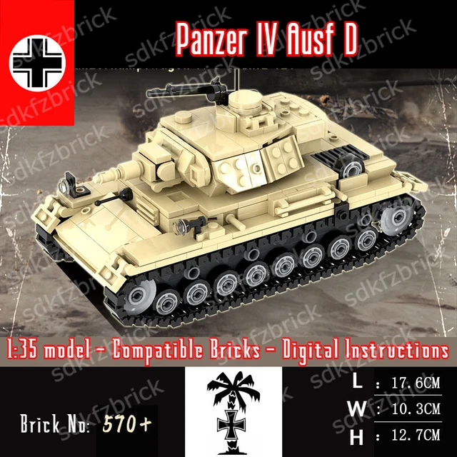 WW2 GERMAN AFRIKA korp Panzer IV Ausf D World War 2 MOC block tank Sd ...