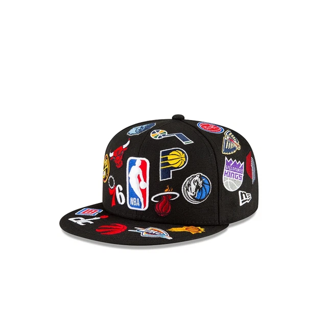 NEW ERA CAP NBA All Over Team Logos Basketball Fitted Hat Cap Size 7 1/ ...