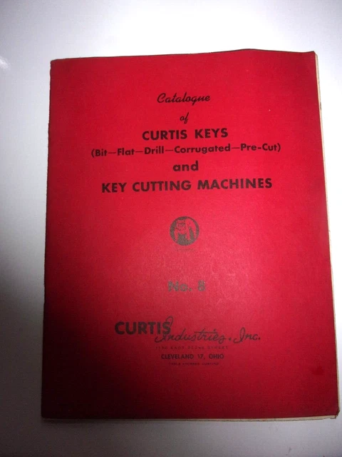 VINTAGE 1950'S NO.8 Curtis Keys and Key Cutting Machines Cleveland Ohio ...