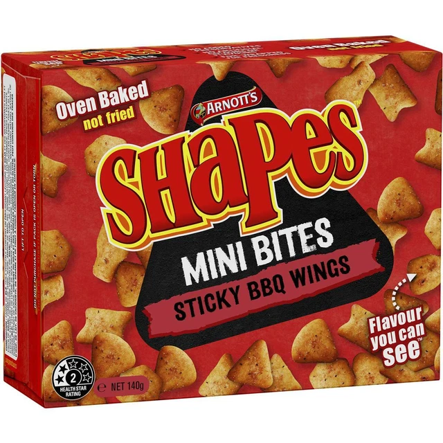 ARNOTTS SHAPES MINI Bites Crackers BBQ Wings 140g x 12 UNITS $54.99 ...