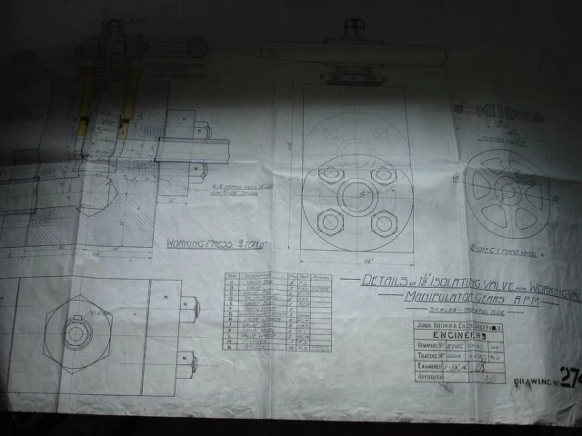 ANTIQUE 1916 DETAILED Engineering DRAWING of VALVE John Brown & Co ...