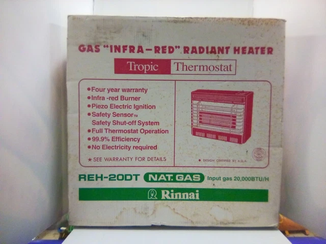 VINTAGE RINNAI GAS "infra-red" radiant heater 20000 btu New In Box $295 ...