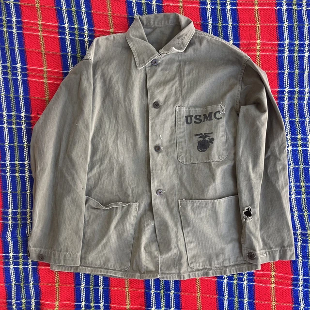 VTG 40S 50S WW2 USMC P41 HBT US Marines Field Utility Jacket Shirt W ...
