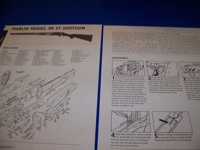 MARLIN MODEL 90 St Shotgun (Series) ..Legend/Exploded View/Disassembly ...