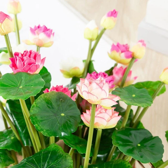FLEUR ARTIFICIELLE FAUX Plantes Salle Manger Lotus-Leaf Soie ...
