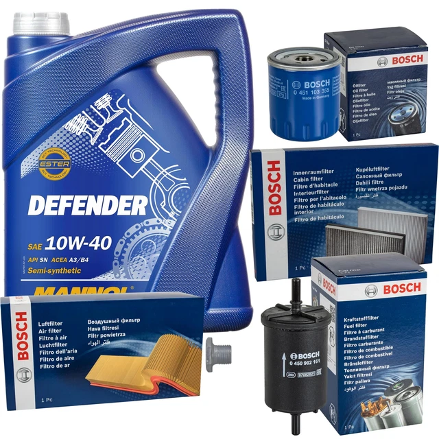 BOSCH INSPECCIÓN SET 5L mannol Defender 10W-40 para Peugeot 407 Sw 6E ...