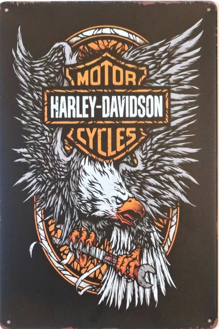 Harley Davidson Motorcycle Metal Garage Sign Wall Plaque Vintage