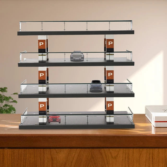 DIORAMA 4-STORY 1/64 Acrylic Garage Model Car Parking Lot Backdrop Car ...