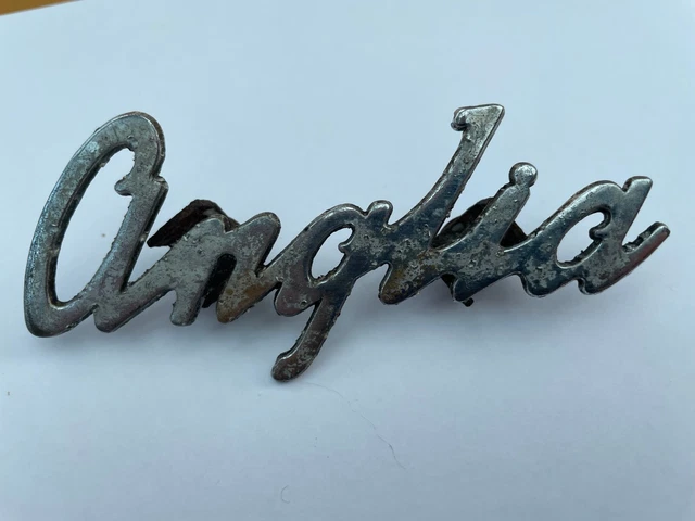 VINTAGE ORIGINAL FORD Anglia E04A / E494A Rear Trunk Script Badge ...