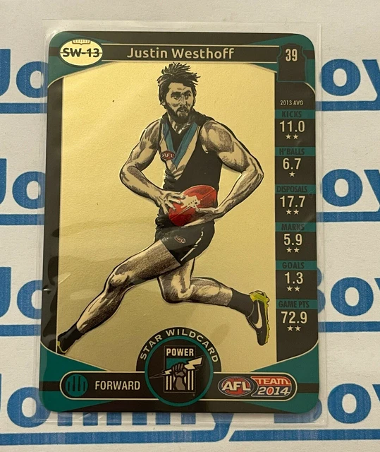 2014 TEAMCOACH STAR Wildcard SW-13 Justin Westhoff Port Adelaide AFL ...