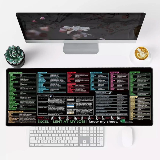 Excel Cheat Sheet Desk Mat Excel Shortcuts Mouse Pad Keyboard Short