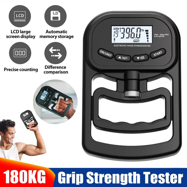 ELECTRONIC HAND DYNAMOMETER Grip Strength Tester Trainer 180kg Home Use ...