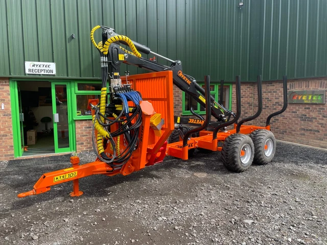 10 TON TIMBER Trailer with 6.7m Forestry Crane Ryetec (Eligible for ...