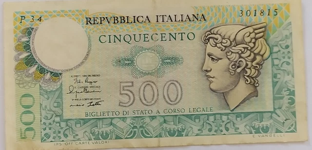 CARTA MONETA 500 lire di carta 1979 mercurio O23, in Ottime Condizioni ...