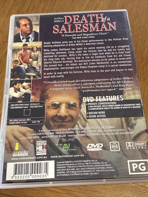 DEATH OF A Salesman DVD Region 4 Dustin Hoffman John Malkovich Umbrella ...