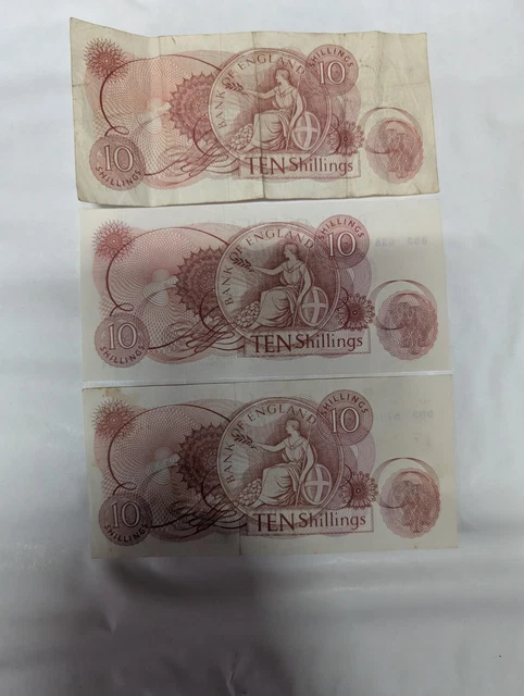3 X O'BRIEN Ten Shillings 10 bob bank notes £0.01 - PicClick UK