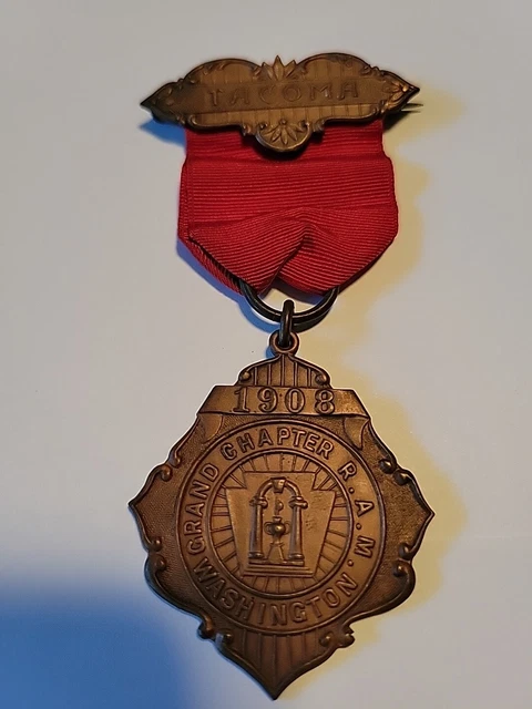 1908 MASONIC ROYAL ARCH medal Grand Chapter of Washington State - Held ...