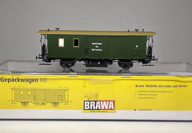 RARE BRAWA HO Scale 2410 German Luggage Car GEP 184 K.W.St.E 1426 Ep.I ...