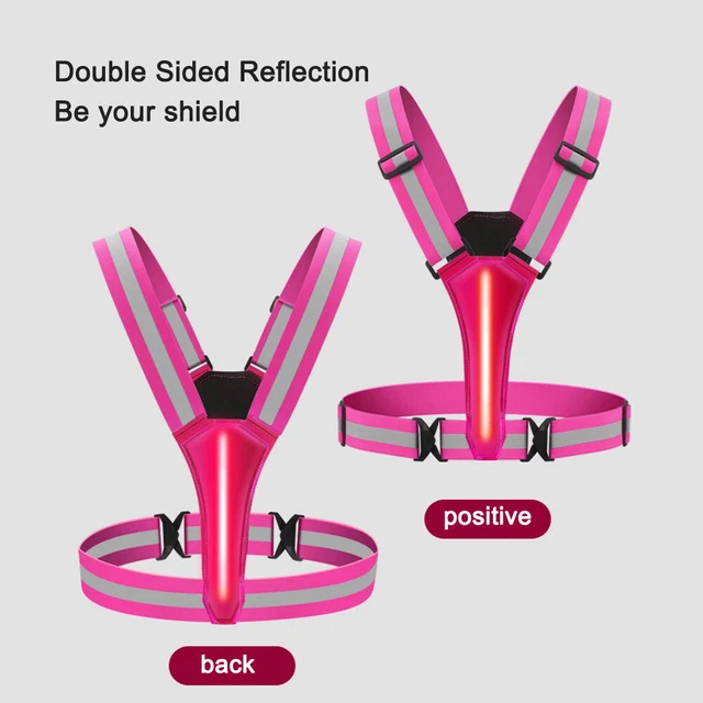 LED NIGHT RUNNING Security Vest Reflective Warning Lights Elastic Band ...