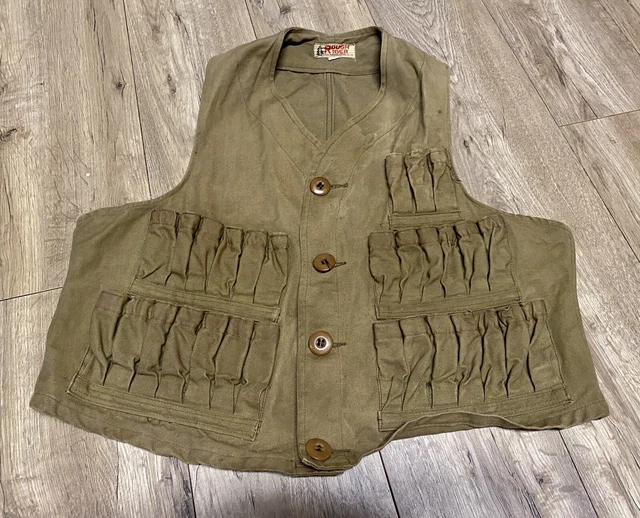 VINTAGE ROUGH RIDER Khaki Canvas Hunting Shotgun Shell Vest $50.00 ...