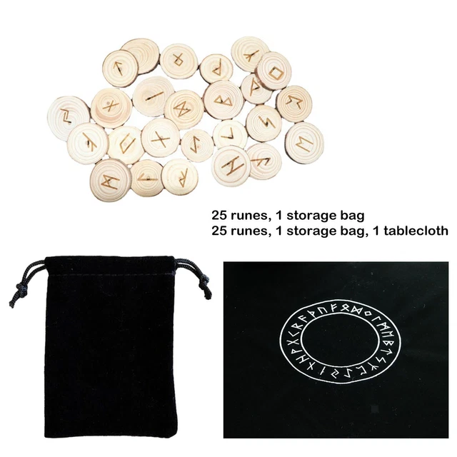 WOOD RUNES STONE Engraved Symbol Aura Crystal Cleansing Balancing Kit £ ...