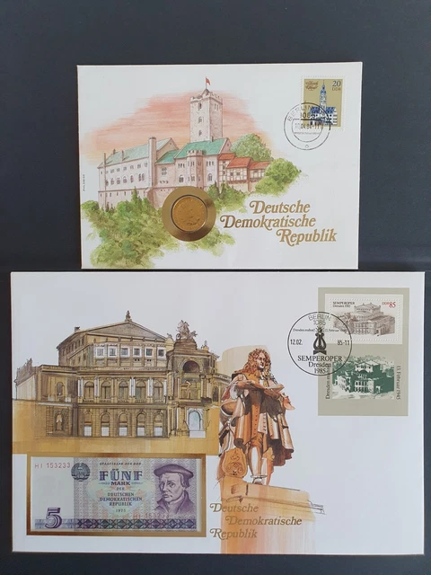BANKNOTENBRIEF NUMISBRIEF DDR Semperoper 5 Mark unc. 1975 Kassenfrisch Münze Set EUR 19,99 ...