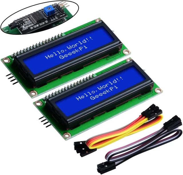 GEEEKPI 2-PACK I2C 1602 LCD Display Module 16X2 Character Serial Blue ...