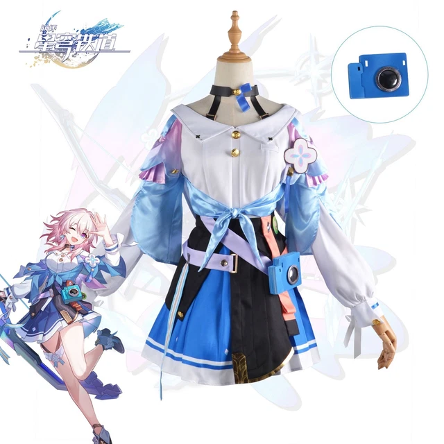 GAME HONKAI STAR Rail March 7th Cosplay Costume Wig Camera set Cute ...
