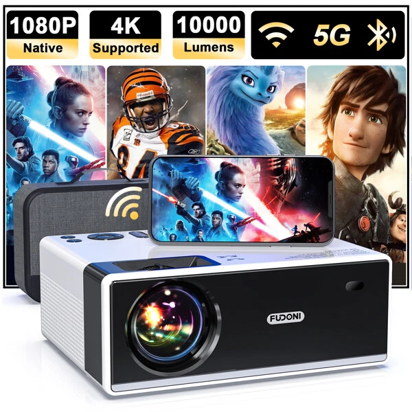 PROJECTOR WITH 5G WiFi and Bluetooth 2023 Upgraded Portable Movie 1080P ...