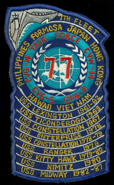 USN 7TH FLEET Task Force 77 USS Midway Nimitz Kitty Hawk Ranger patch Q ...