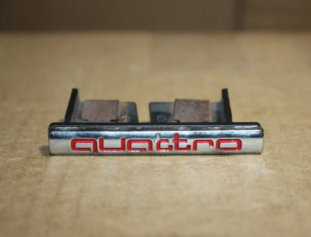 GENUINE ORIGINAL AUDI Quattro Badge Emblem Logo Front Grille Red Line ...