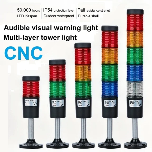 CNC TRI-COLOR TOWER Light Alarm Warning Signal Machine Tool Audible ...