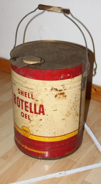 SHELL ROTELLA DIESEL motor öl dose blech oel behälter alt oldtimer deko ...