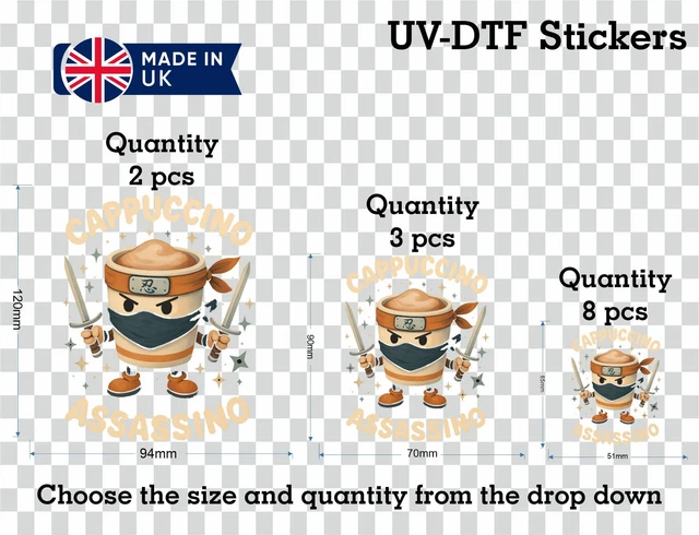 BRAINROT CHARACTER UV DTF Sticker - Glass Laptop Tumbler Cup vs225 £4. ...