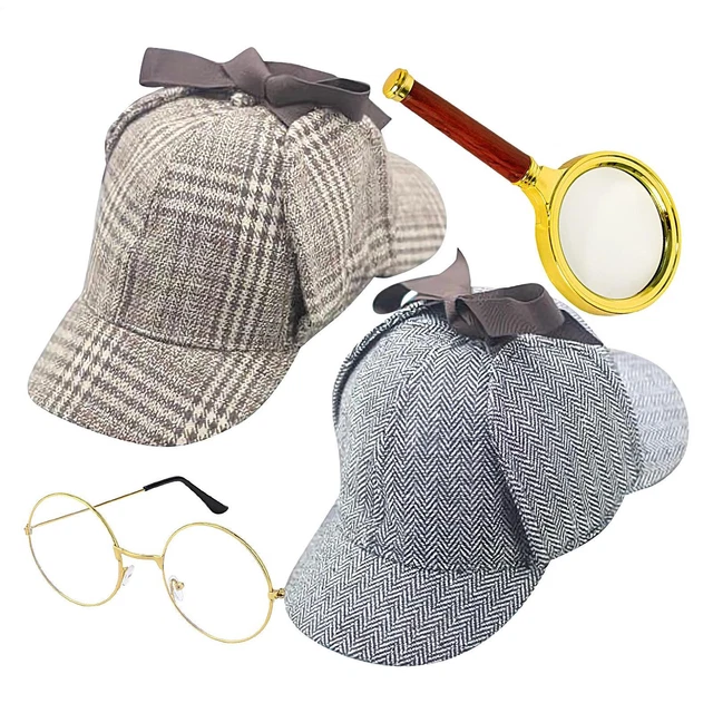 KIDS SHERLOCK HOLMES Detective Sleuth Costume Hat With Magnifying Glass ...