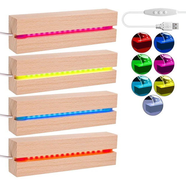 1X(LED WOODEN SOCKET, LED Light Base, USB Wooden Base, LED Lights ...