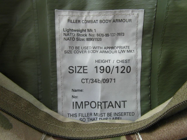 BRITISH FLAK JACKET Body Armour w/ Filler Paintball XXL 190/120 ECBA ...