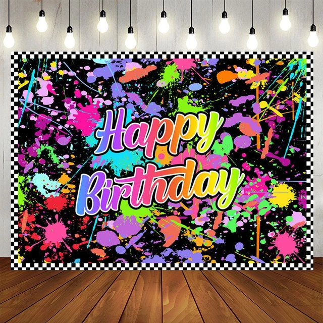 7X5FT HAPPY BIRTHDAY Colorful Graffiti Splash Paint Backdrop $35.97 ...