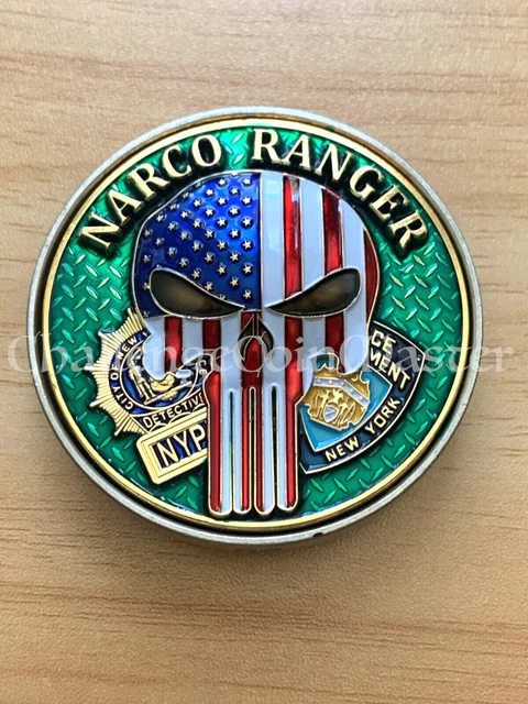 A1 NYPD NARCO Ranger 4+ Police Narcotics Punisher Green Challenge coin ...