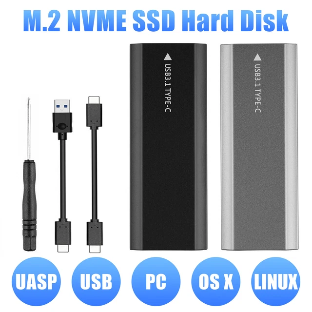 M2 NVME PCIE SSD Hard Disk Case Enclosure M.2 to USB Type-C 3.1 Key ...