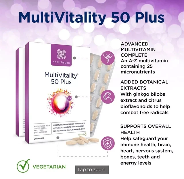 180 HEALTHSPAN MULTIVITALITY 50 plus Tablets / Advanced multivitamin ...