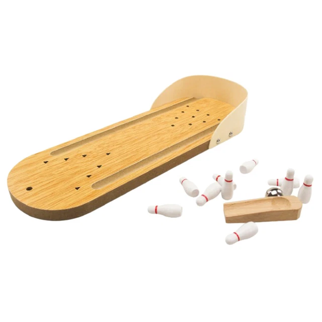 WOODEN MINI BOWLING Game Set Tabletop Bowling Toy Interactive Desktop ...
