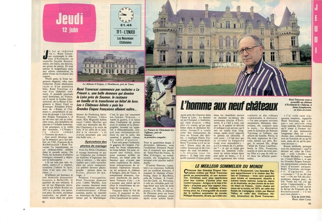 COUPURE DE PRESSE Clipping 1986 René Traversac l'homme aux 9 châteaux ...