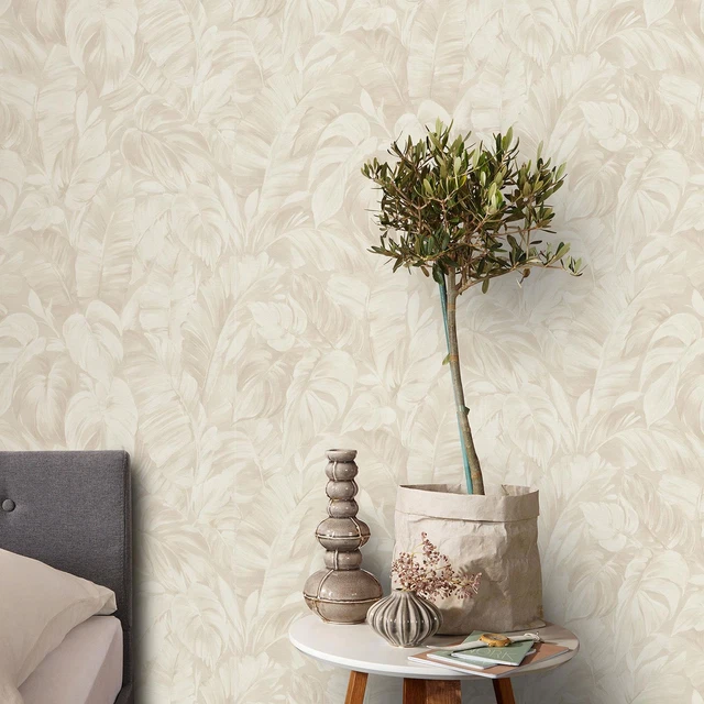 PALM LEAVES VINYL Tapete 10416-02 cremefarben strukturiert tropischer Dschungel Erismann EUR 25 ...