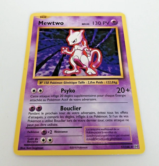 CARTE POKEMON MEWTWO niv.53 130 PV 51/108 de 2016 EUR 250,00 - PicClick FR