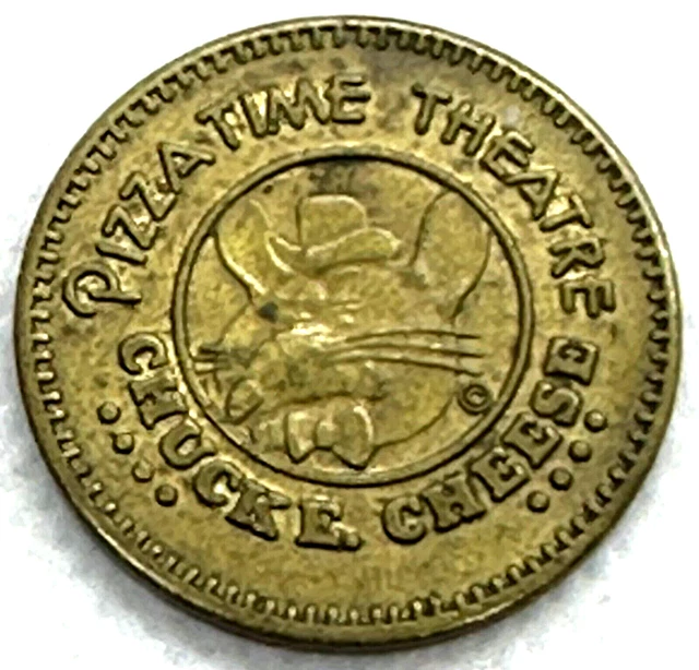 RARE 1981 3D with NECK CHUCK E CHEESE TOKEN BRASS Pizza Time Theatre ...