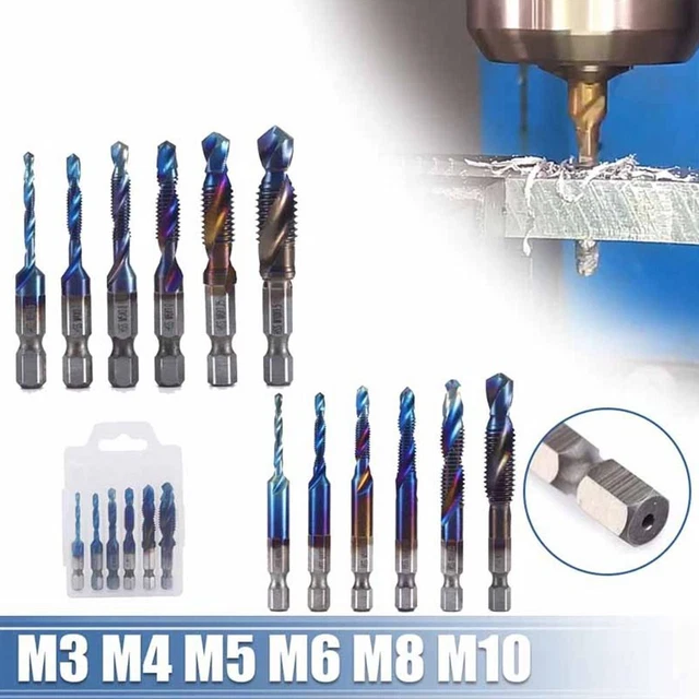 M4 M5 M6 M8 M10 Titanium Plated Bits Countersink Deburr Set Hex Shank ...