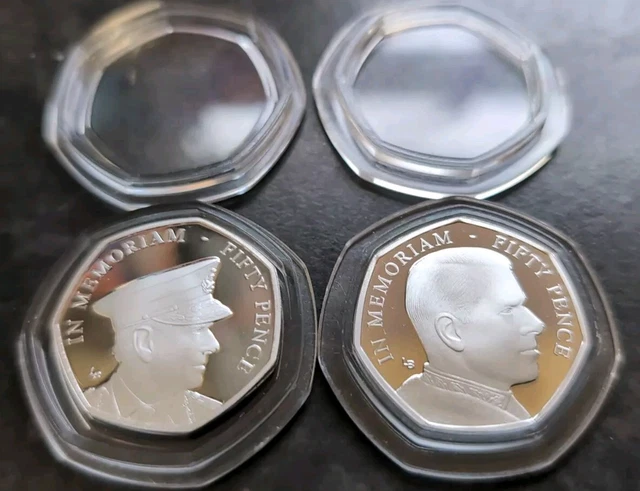 IOM SILVER PROOF 50p Coin Set In Memoriam Of Prince Philip 0.925 Silver ...
